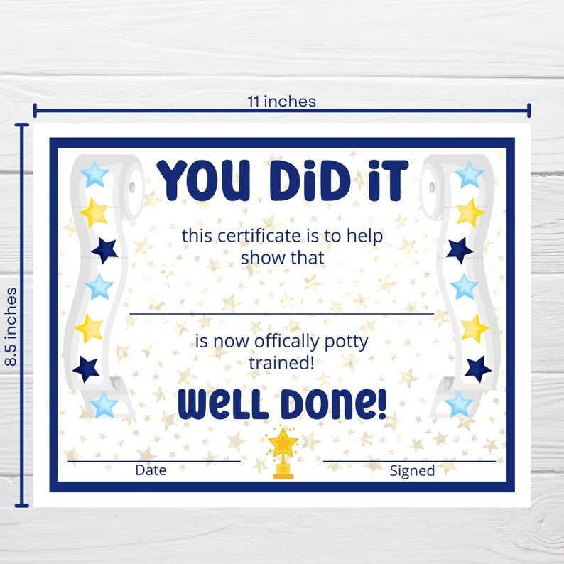 Potty Training Certificate, Potty Training Diploma, Potty Training ...