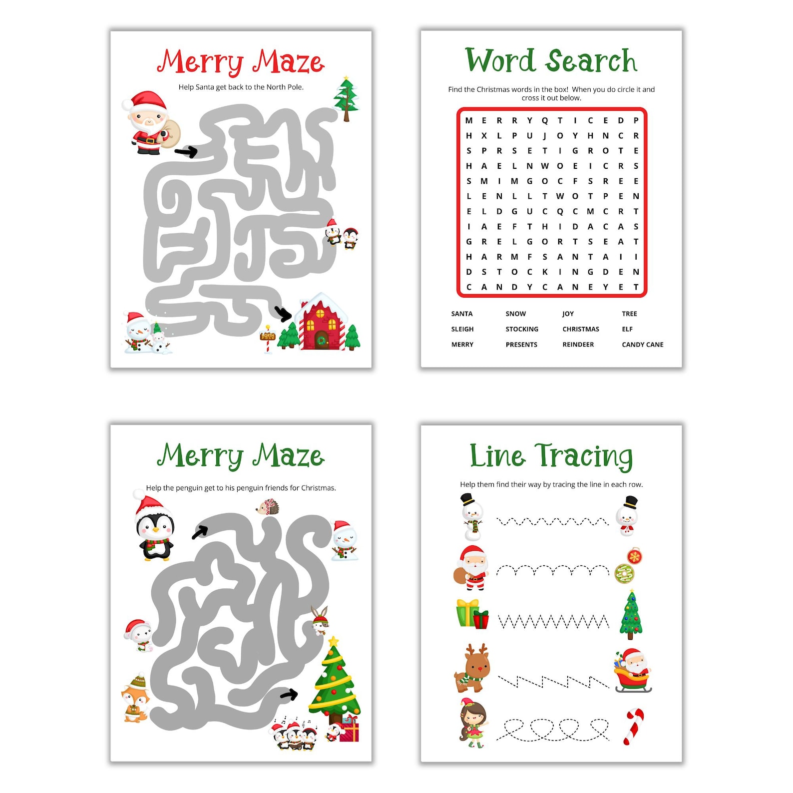 Printable Christmas Activity Book, Printable Christmas Activities for ...
