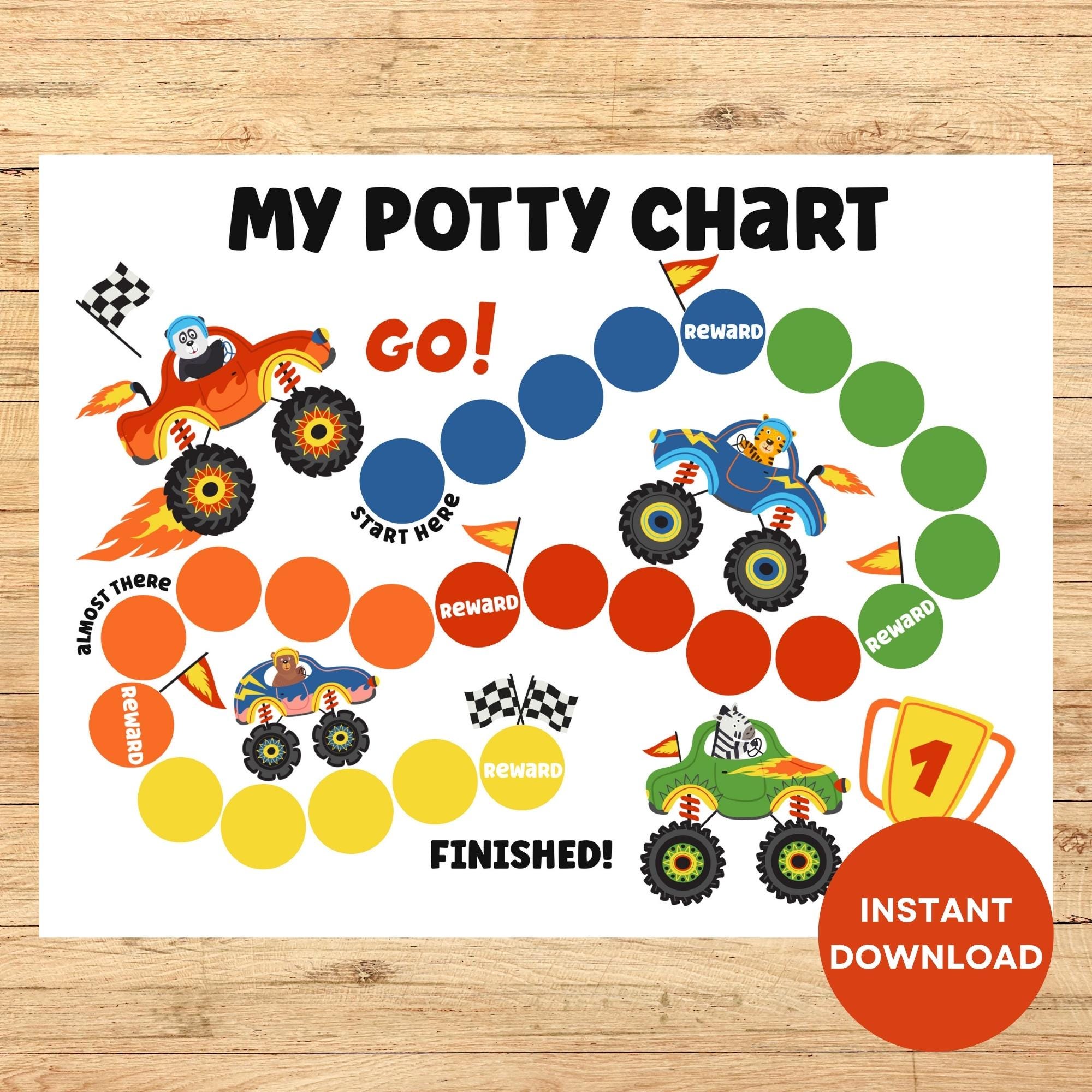 Monster Truck Potty Chart, Monster Truck Reward Chart, Sticker Chart ...