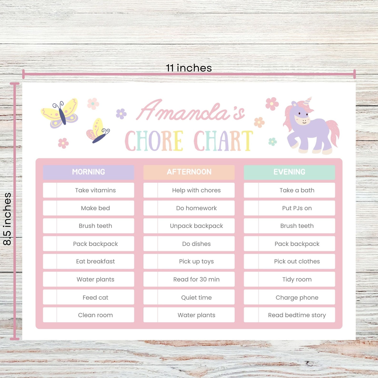 Editable Chore Chart for Kids, Unicorn Chore Chart, Unicorn Reward ...
