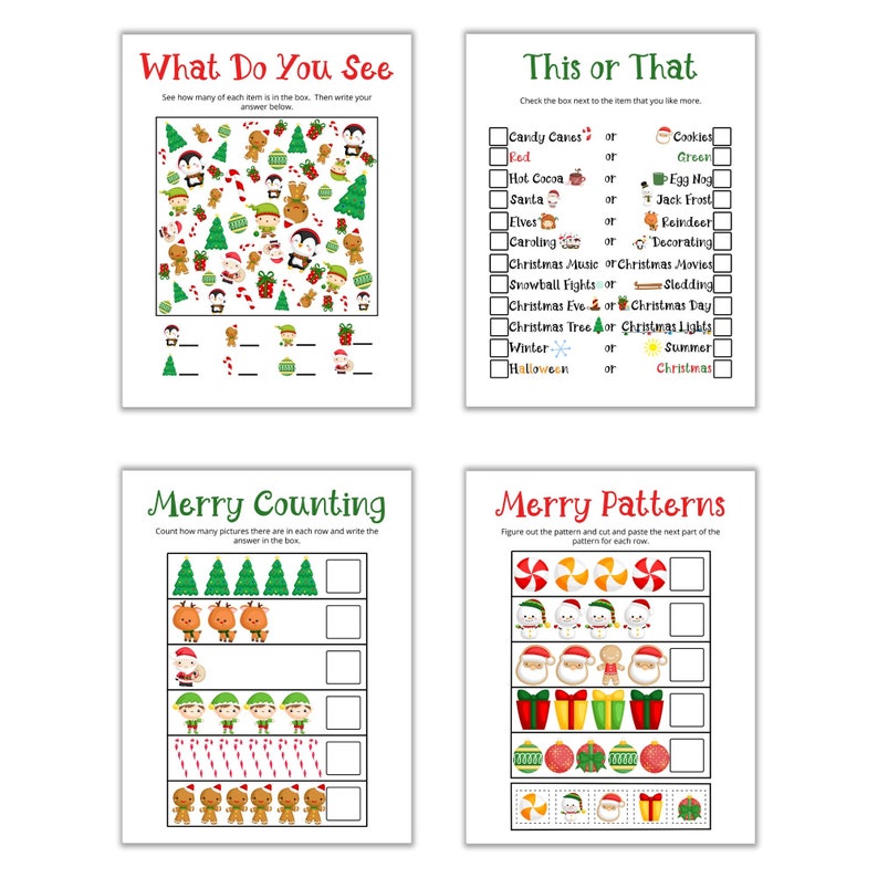 Printable Christmas Activity Book, Printable Christmas Activities for ...