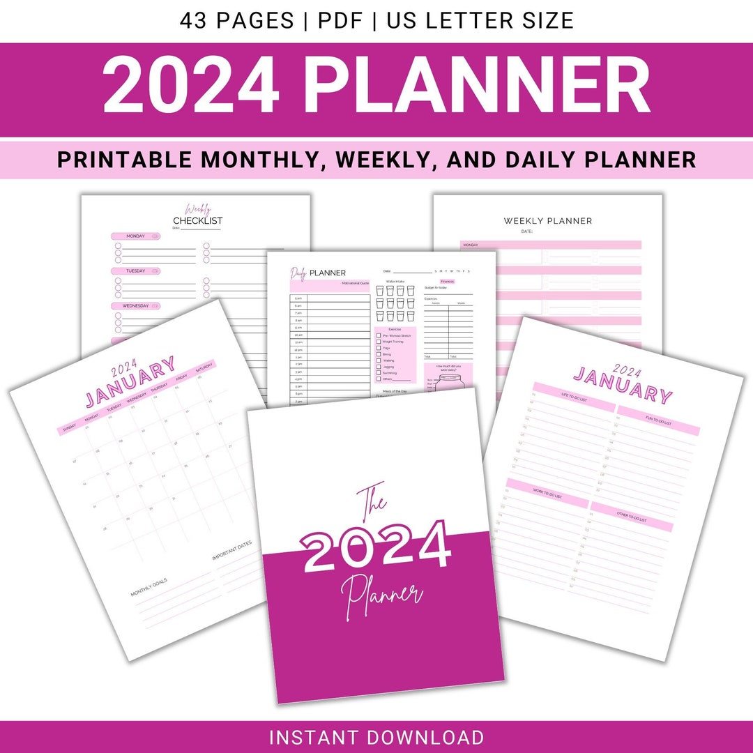 Printable Planner 2024, Planner 2024 Printable, Planner Printable Pages ...