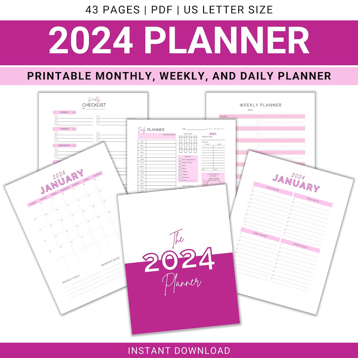 Printable Planner 2024, Planner 2024 Printable, Planner Printable Pages ...