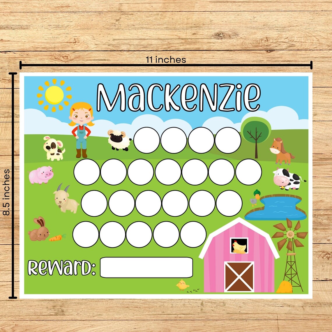 Editable Reward Chart, Farm Reward Chart, Barn Reward Chart, Farm ...