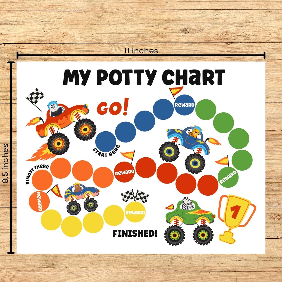 Monster Truck Potty Chart, Monster Truck Reward Chart, Sticker Chart ...