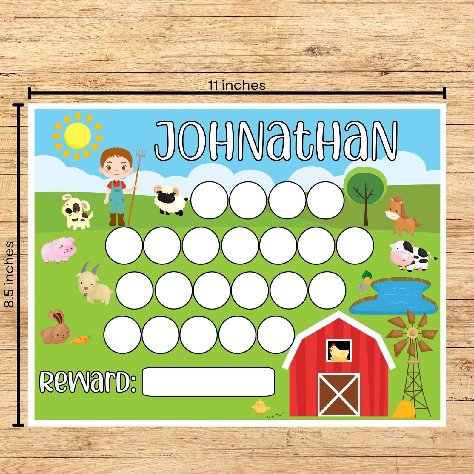 Editable Reward Chart, Farm Reward Chart, Barn Reward Chart, Farm ...
