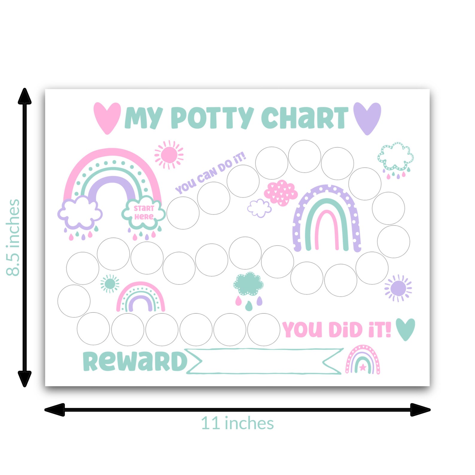 Rainbow Potty Chart, Printable Potty Training Chart, Toddler Rewards ...
