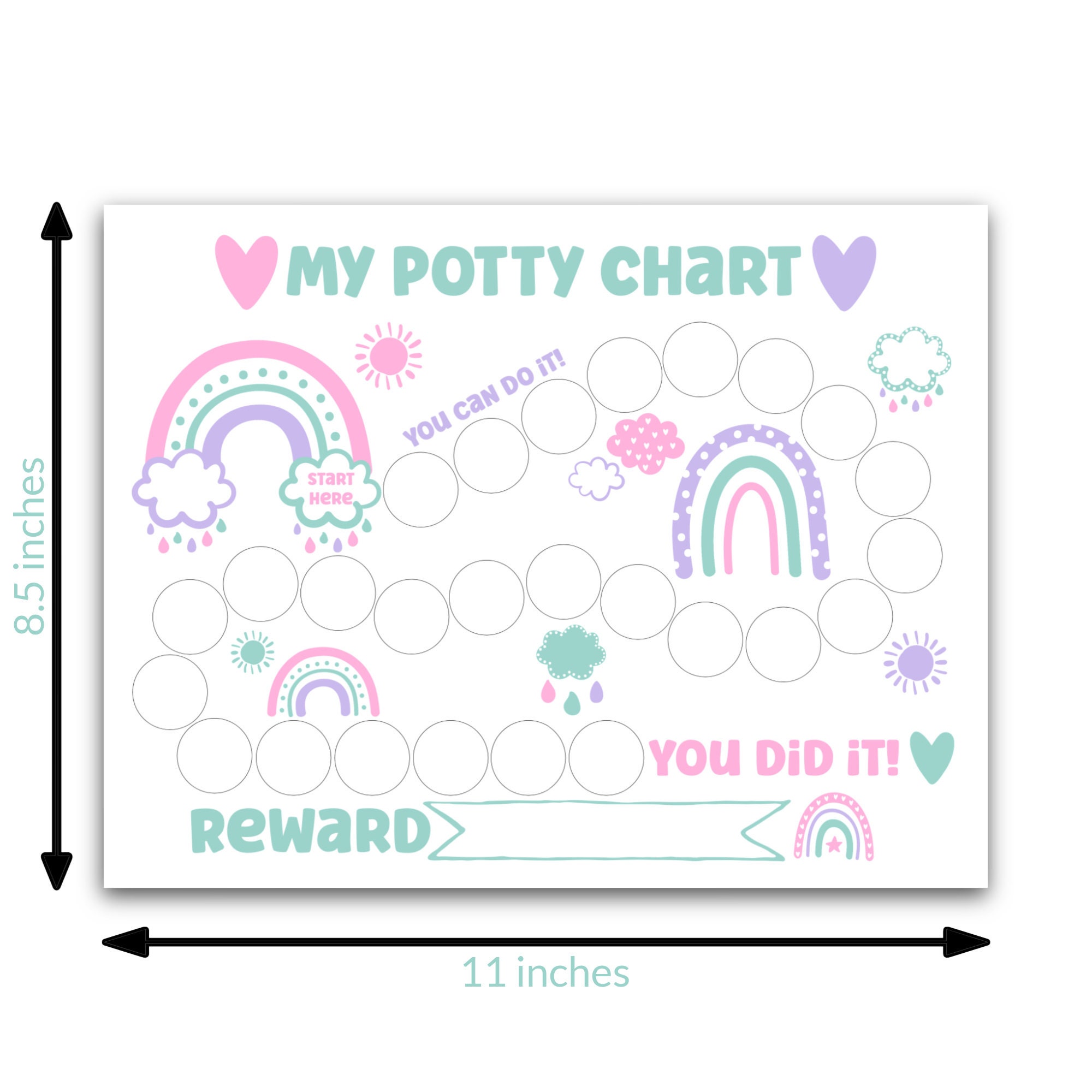Rainbow Potty Chart, Printable Potty Training Chart, Toddler Rewards ...