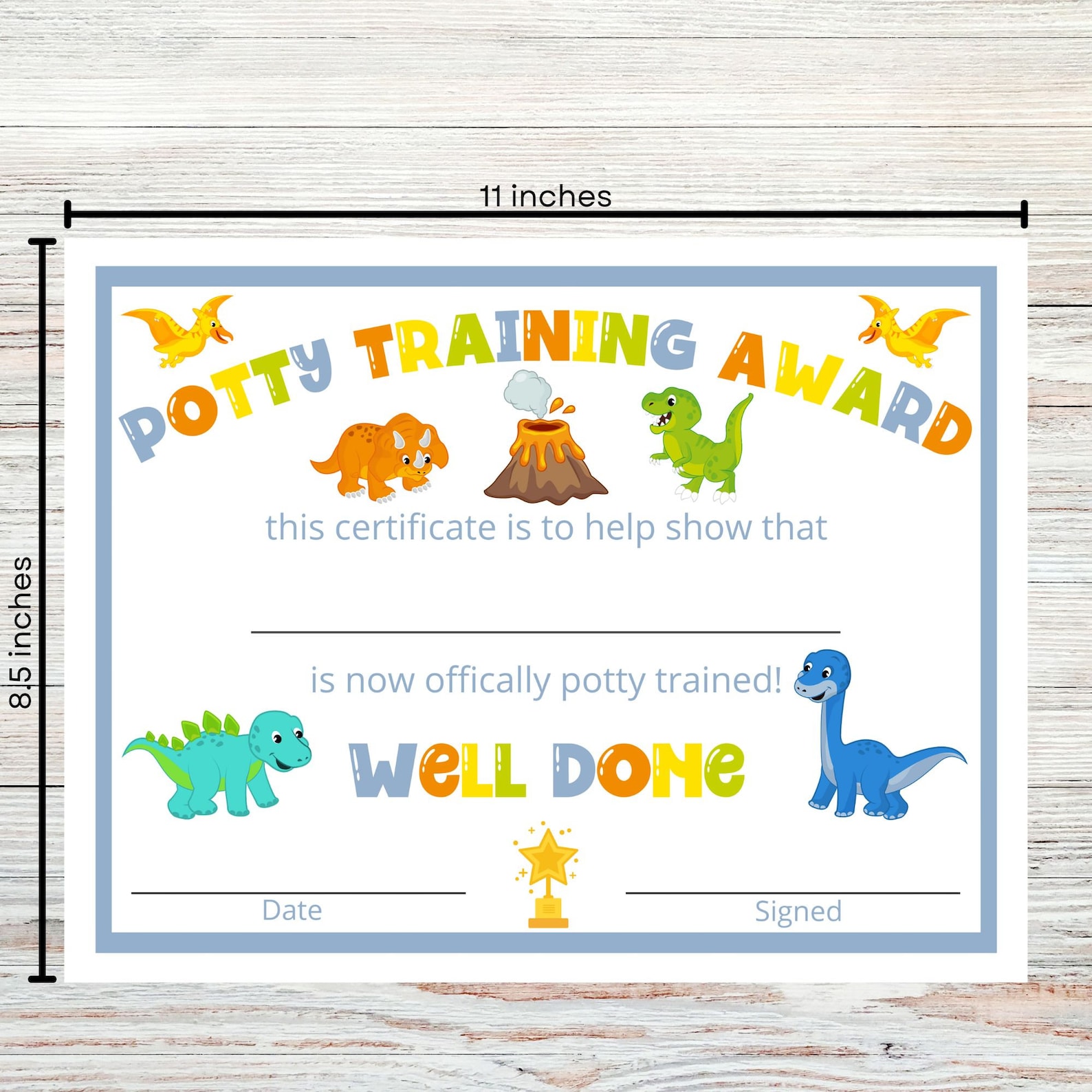 Dinosaur Potty Training Certificate, Potty Training Diploma, Toddler ...
