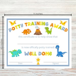 Dinosaur Potty Training Certificate, Potty Training Diploma, Toddler ...