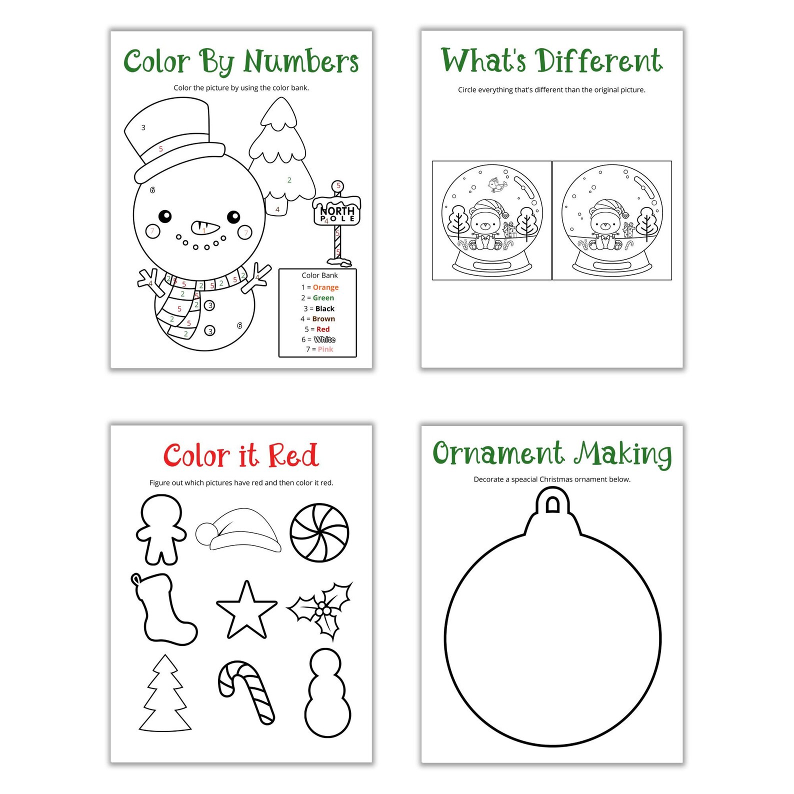 Printable Christmas Activity Book, Printable Christmas Activities for ...