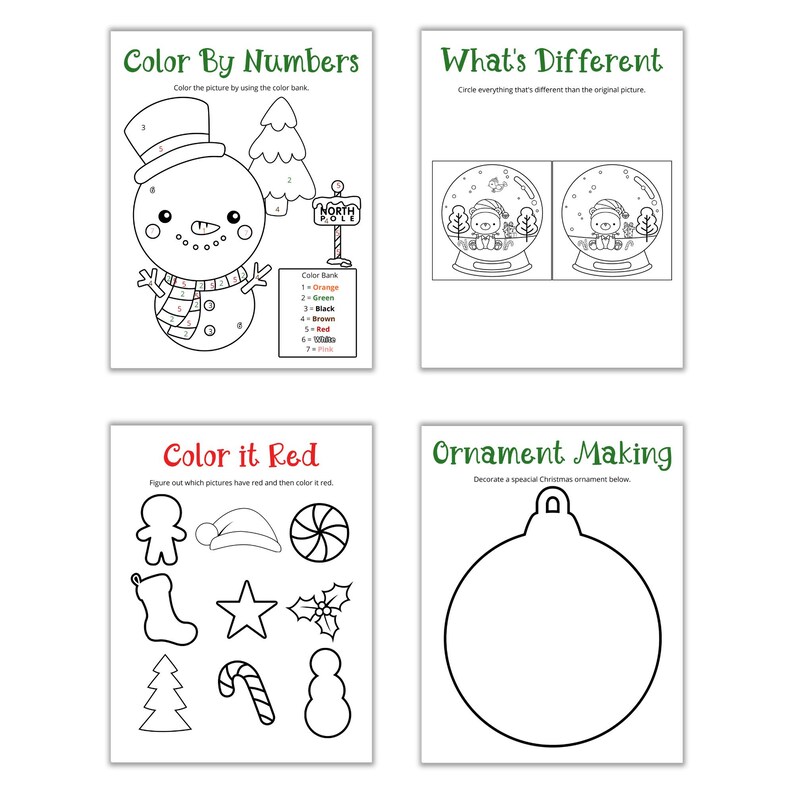 Printable Christmas Activity Book, Printable Christmas Activities for ...