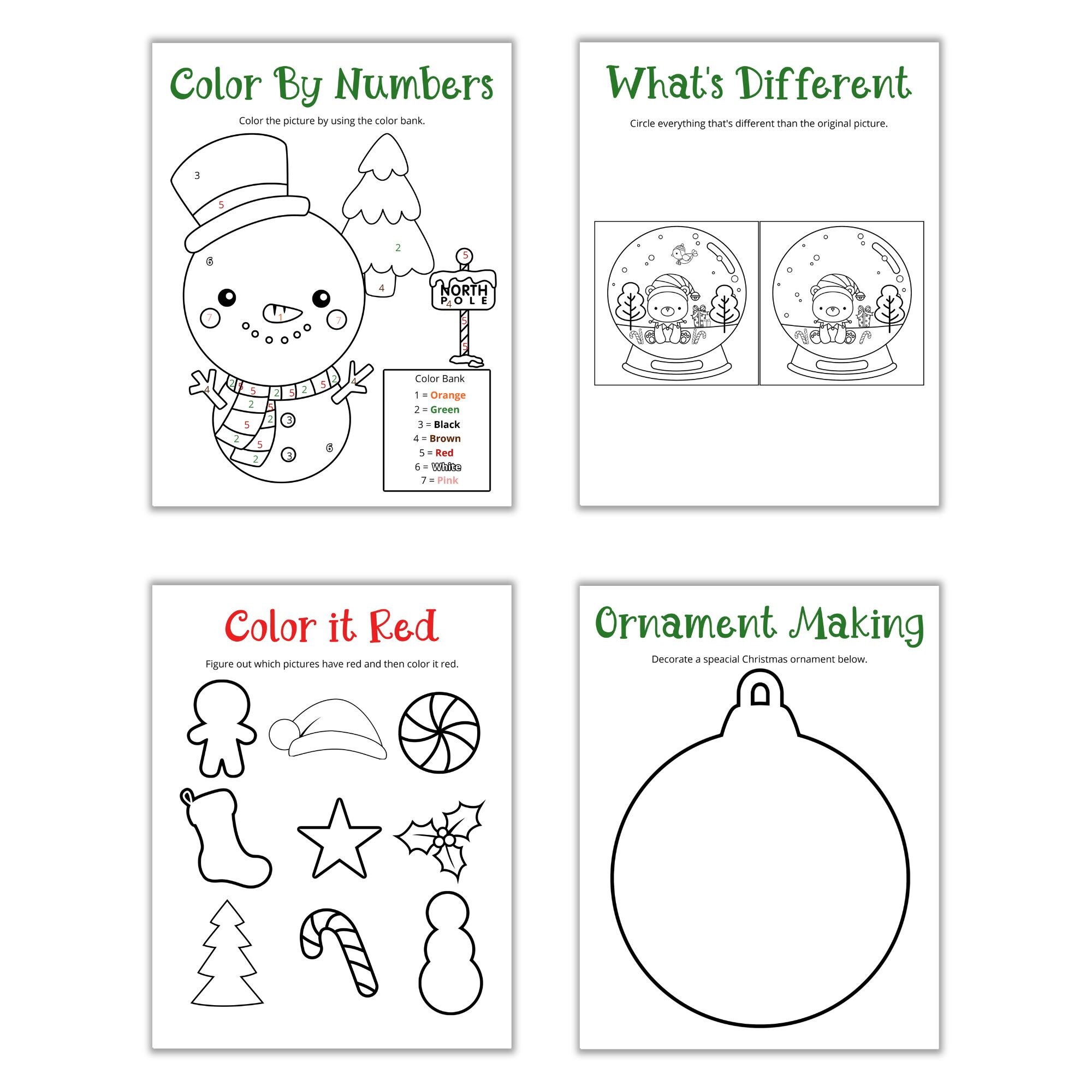Printable Christmas Activity Book, Printable Christmas Activities for ...
