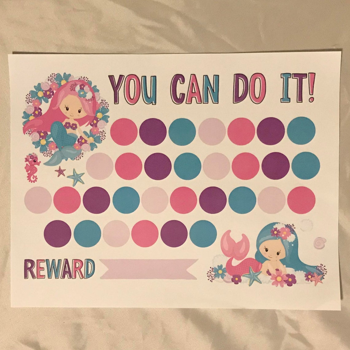 Mermaid Reward Chart, Mermaid Potty Chart Printable, Girl Sticker Chart ...