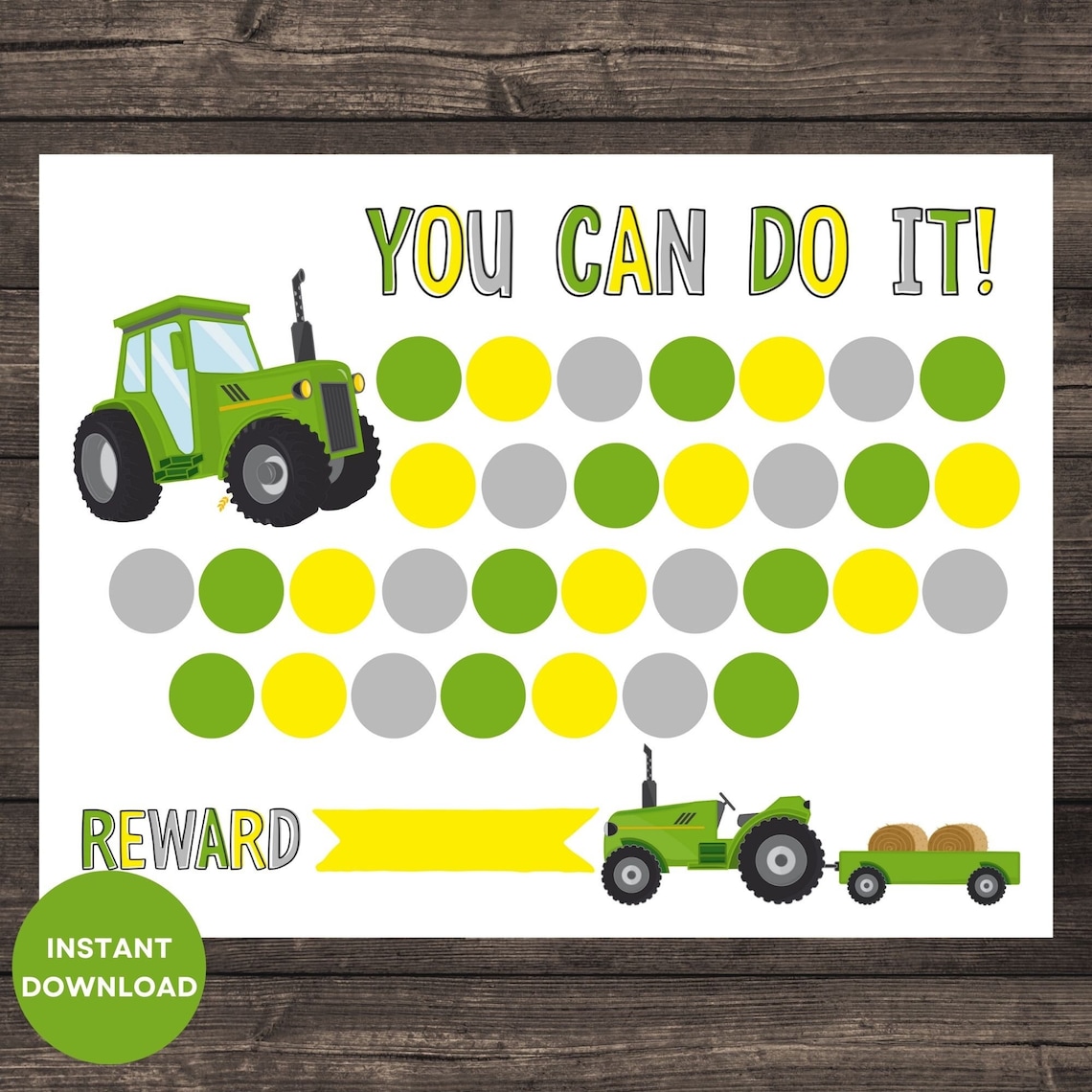 Tractor Reward Chart, Tractor Potty Chart, Boy Reward Chart, Printable ...
