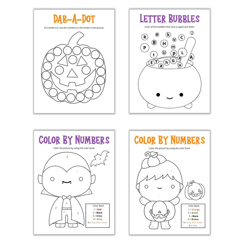 Printable Halloween Activity Book, Printable Halloween Games, Printable ...