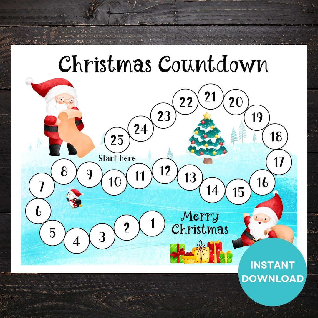Printable Christmas Countdown, Countdown to Christmas, Printable ...