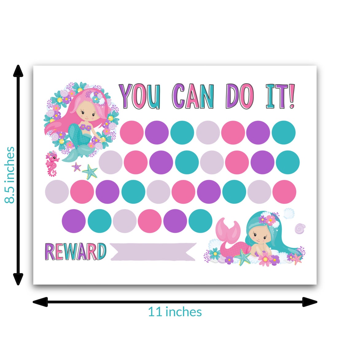 Mermaid Reward Chart, Mermaid Potty Chart Printable, Girl Sticker Chart ...