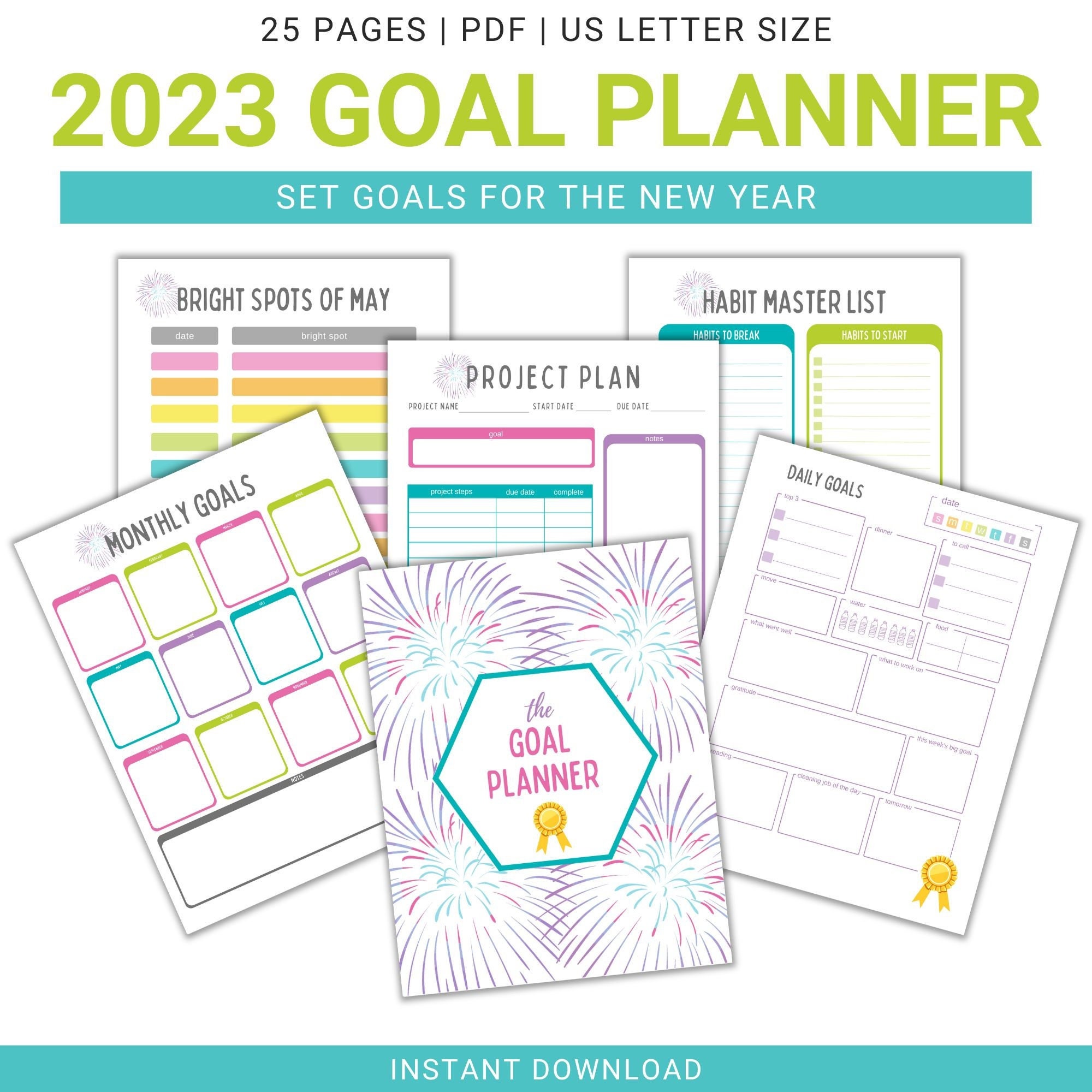 Printable Goal Planner 2023, Goal Setting Printable, Goal Tracker ...
