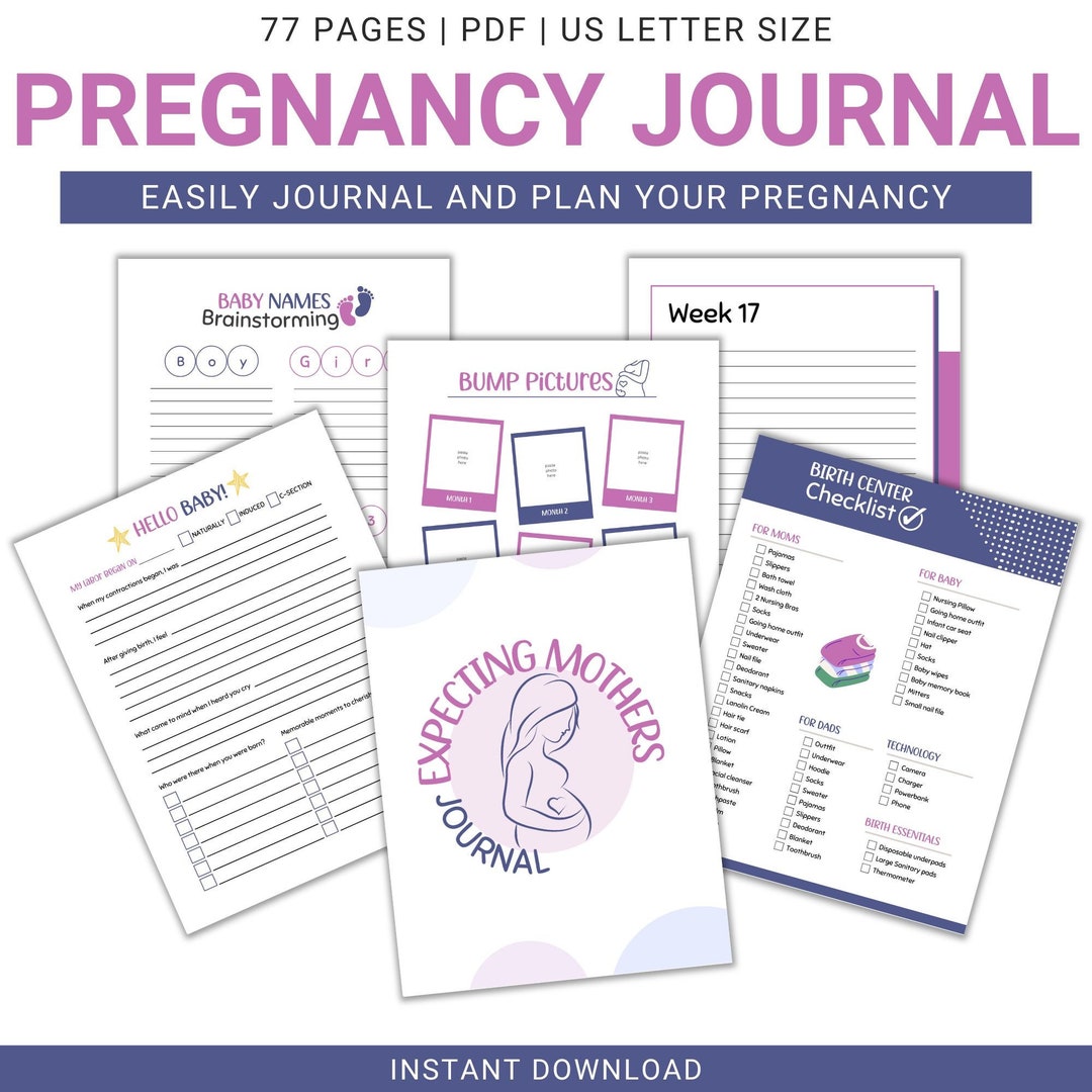 Printable Pregnancy Planner and Journal, Pregnancy Memory Journal ...