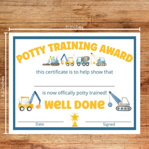 Construction Potty Training Certificate, Potty Training Award, Potty ...