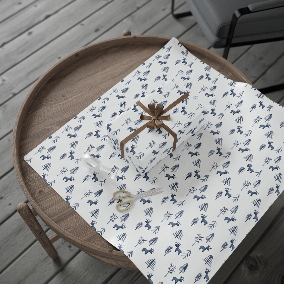 Tiny Reindeer Snow White Wrapping Paper // Christmas Wrapping Paper - Etsy
