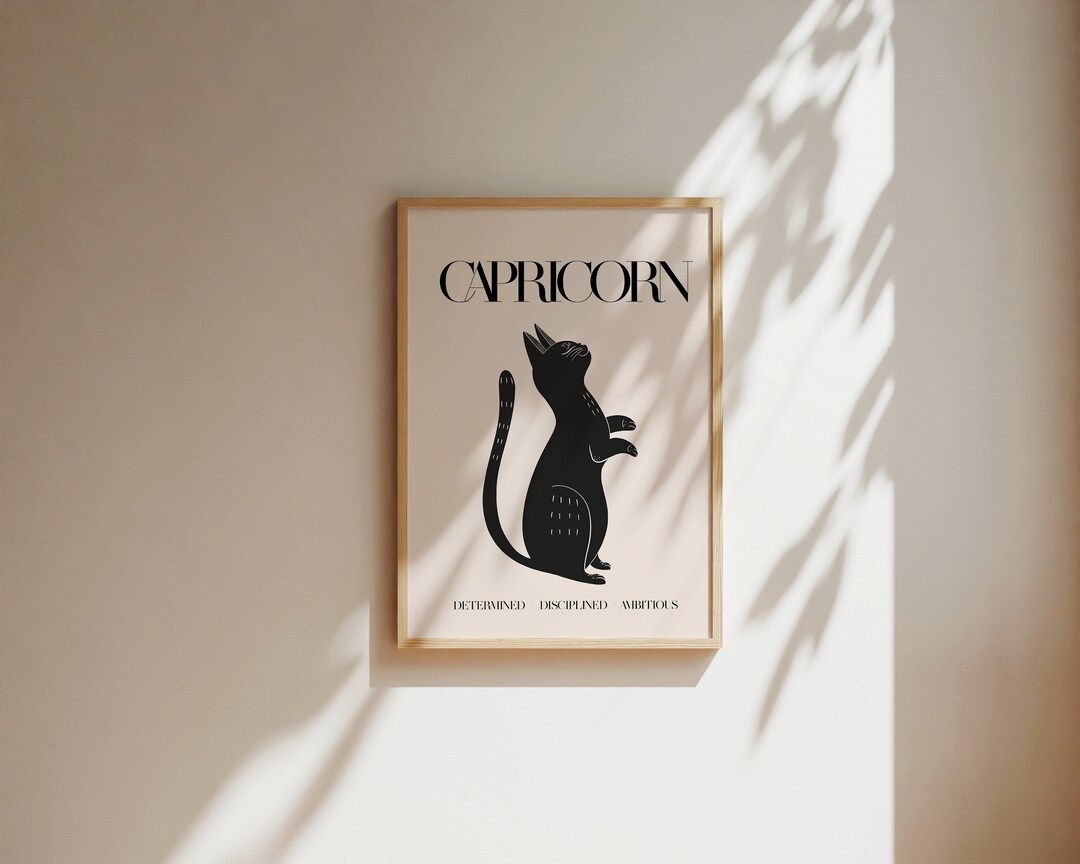 Capricorn Cat Printable, Capricorn Art, Capricorn Birthday Gift ...