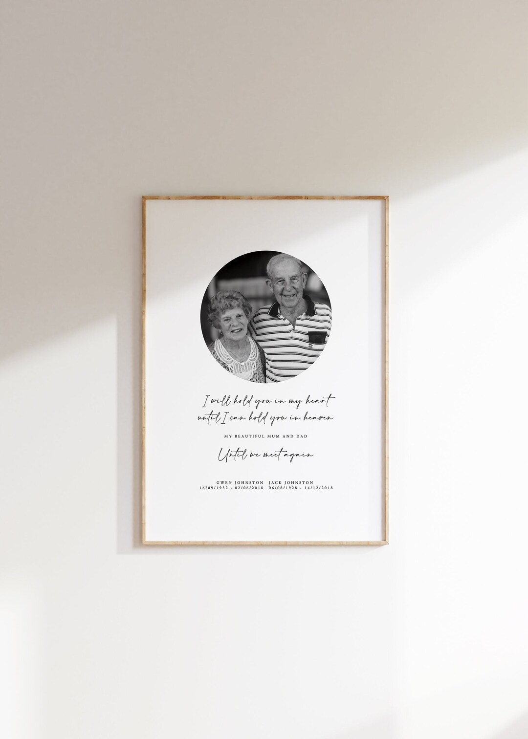 Parents in Loving Memory Print Sympathy Gift Remembering Mum and Dad ...