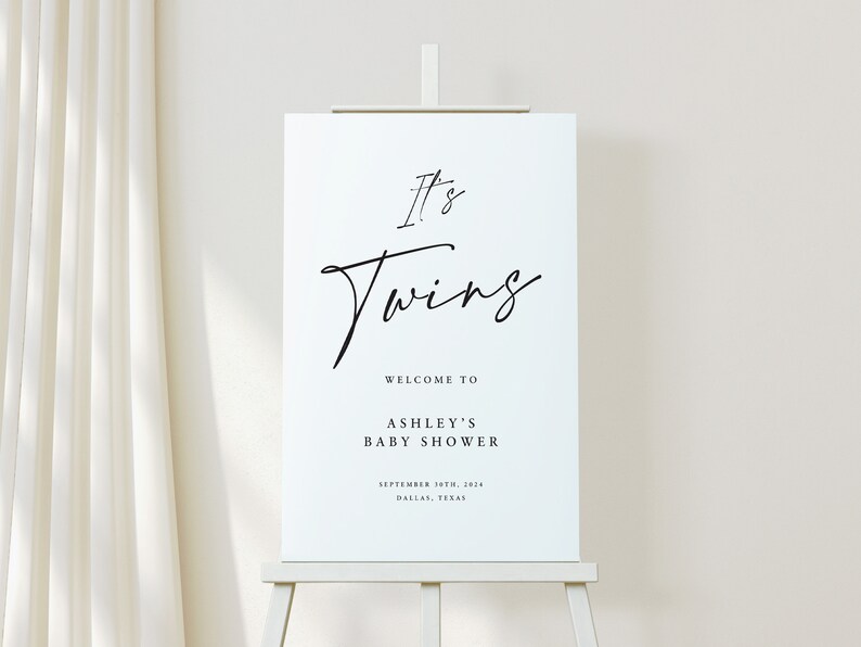 Twins Baby Shower Welcome Sign Twin Baby Shower Invitation Twins Mom ...