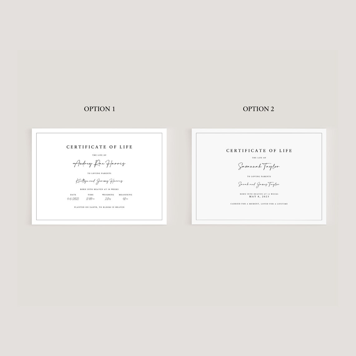 Certificate of Life Stillborn Certificate of Life Baby Loss Gift ...