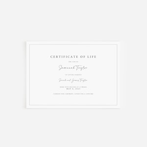 Certificate of Life Stillborn Certificate of Life Baby Loss Gift ...