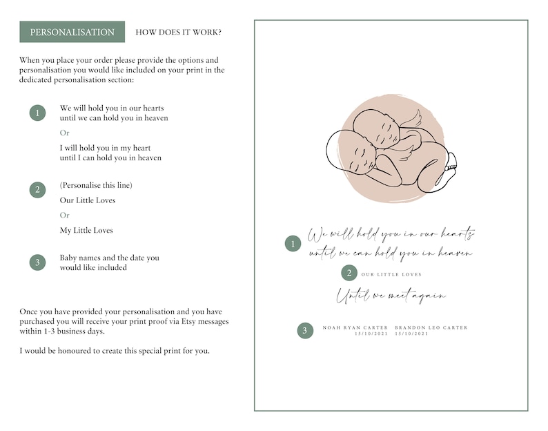 Twins Miscarriage Gift Twins Stillborn Keepsake Angel Babies Memorial ...