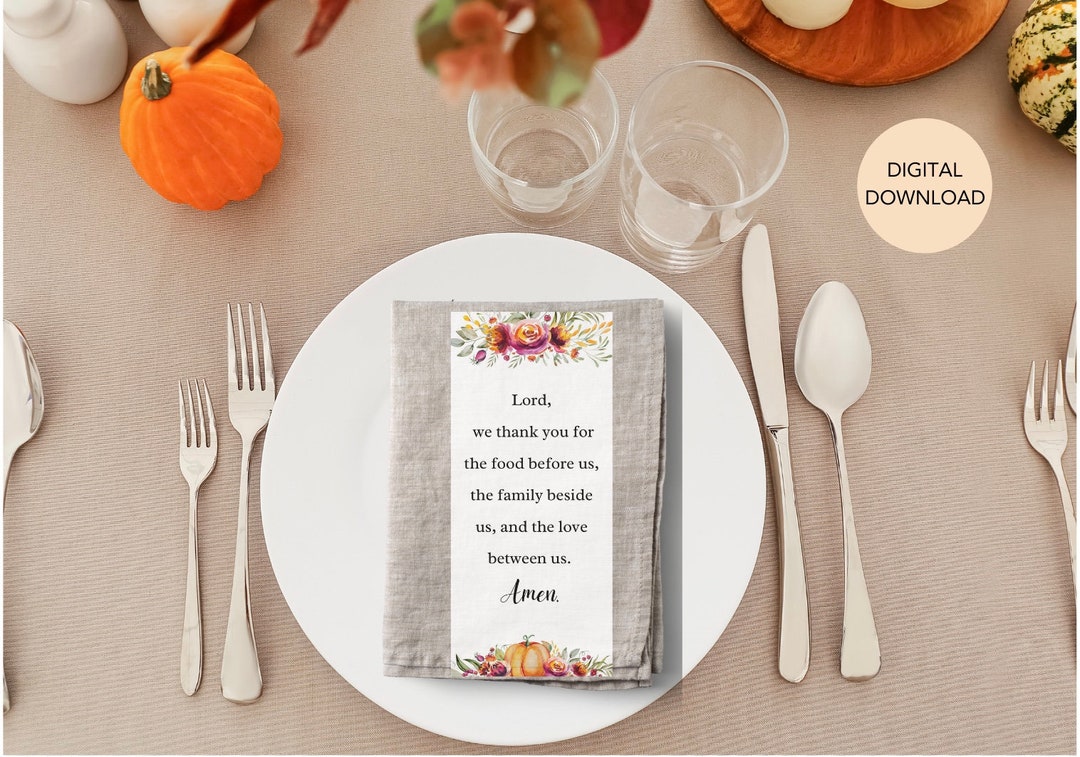 Thanksgiving Prayer Card Thanksgiving Table Decor Fall - Etsy