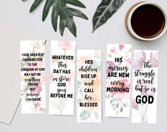 Set of 6 Inspirational Bible Verse Bookmarks Printable Scripture ...