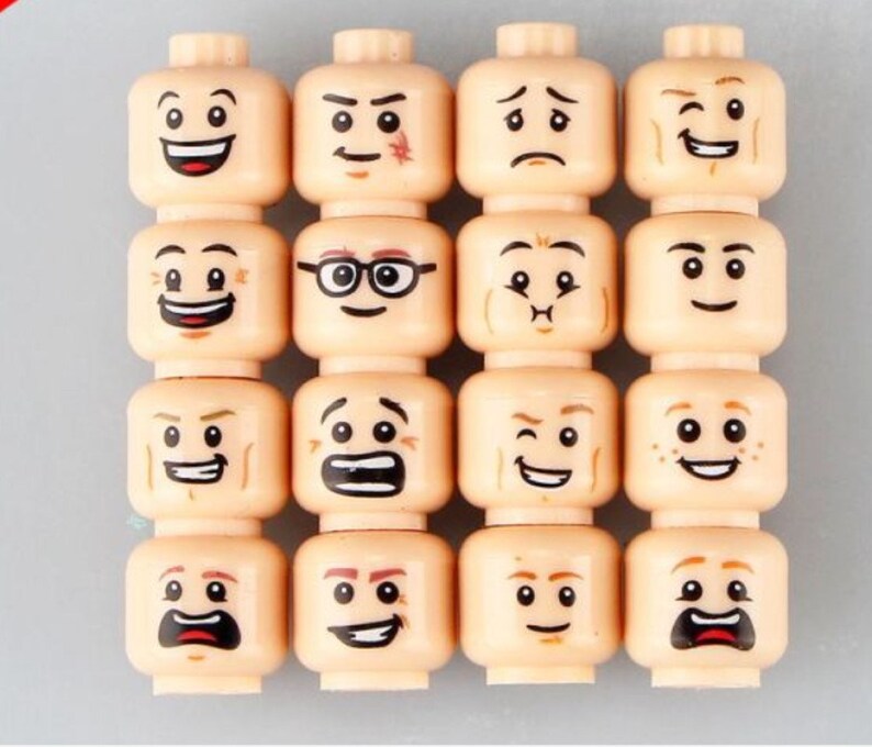 16 Custom Male Flesh Coloured Minifig Heads New Free UK Shipping - Etsy UK