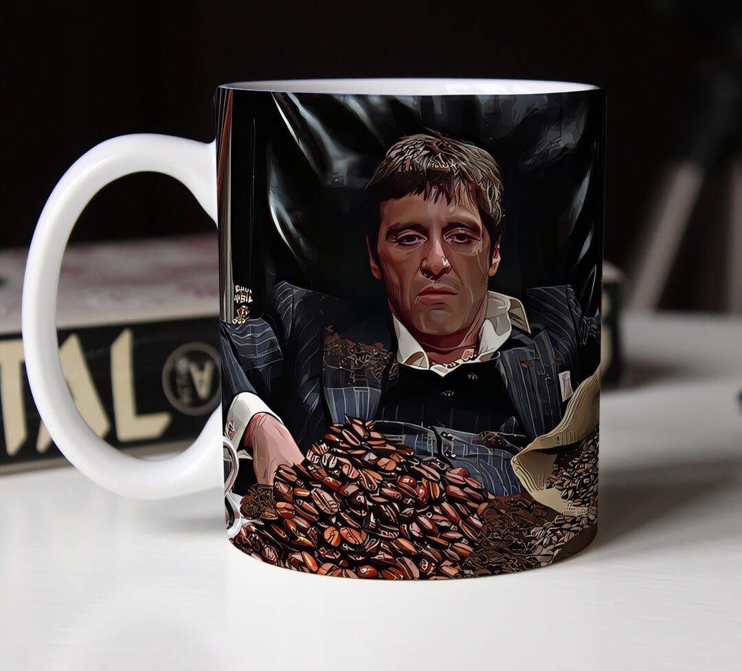 Tony Montana Scarface Mug, Scarface Mug, Scarface and Coffee Beans Mug ...