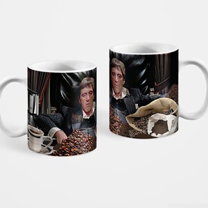 Tony Montana Scarface Mug, Scarface Mug, Scarface and Coffee Beans Mug ...