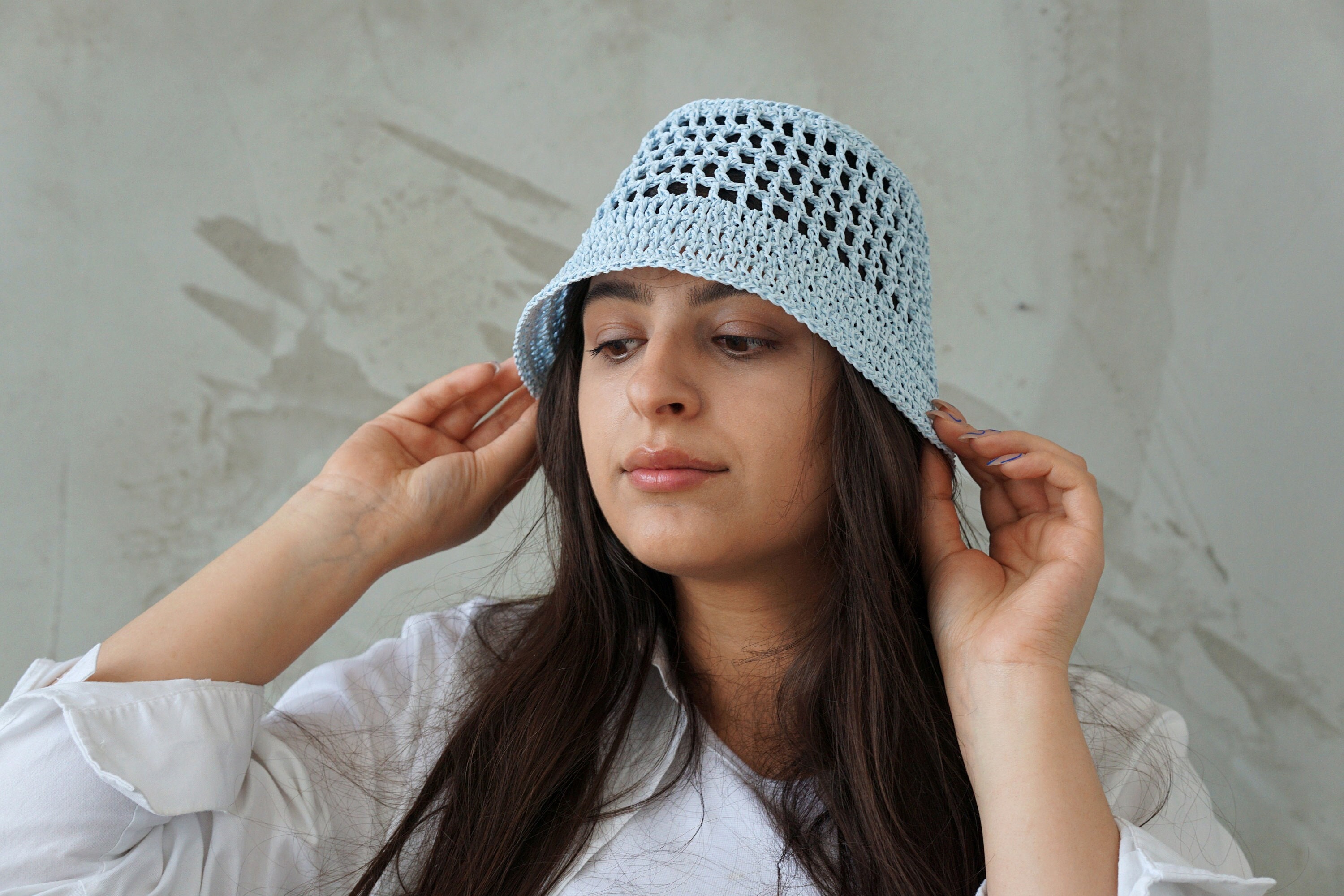Crochet Raffia Bucket Hat, Handmade Hat, Raffia Hat, Panama Hat, Gift ...