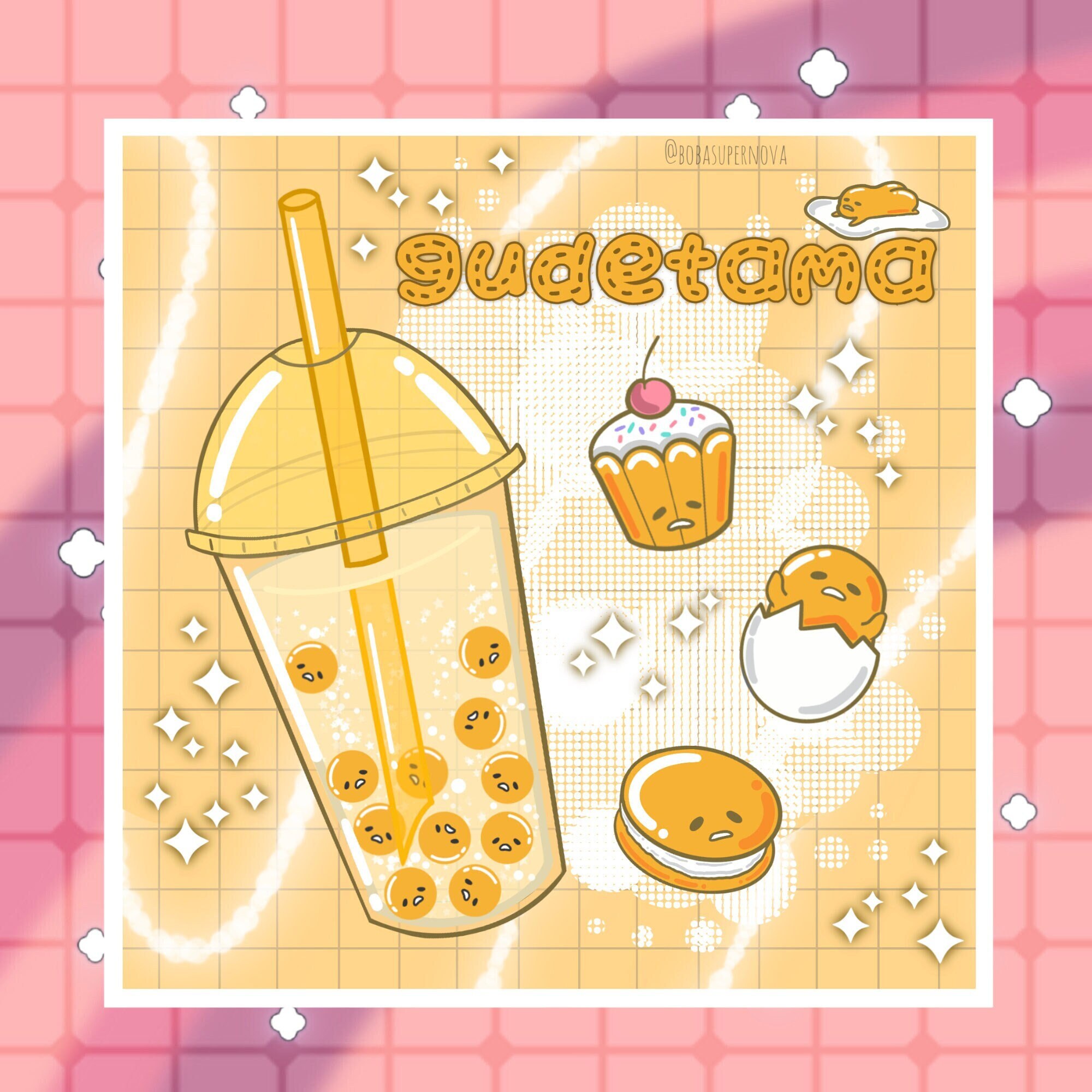 8x8 Cute Boba Tea Art Print - Etsy