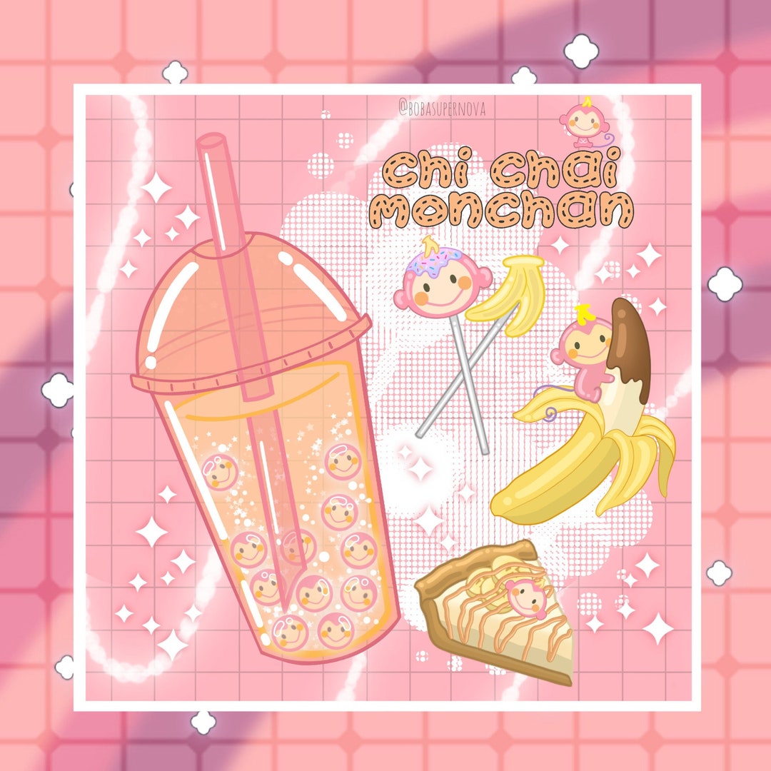8x8 Monkey Boba Tea Art Print - Etsy