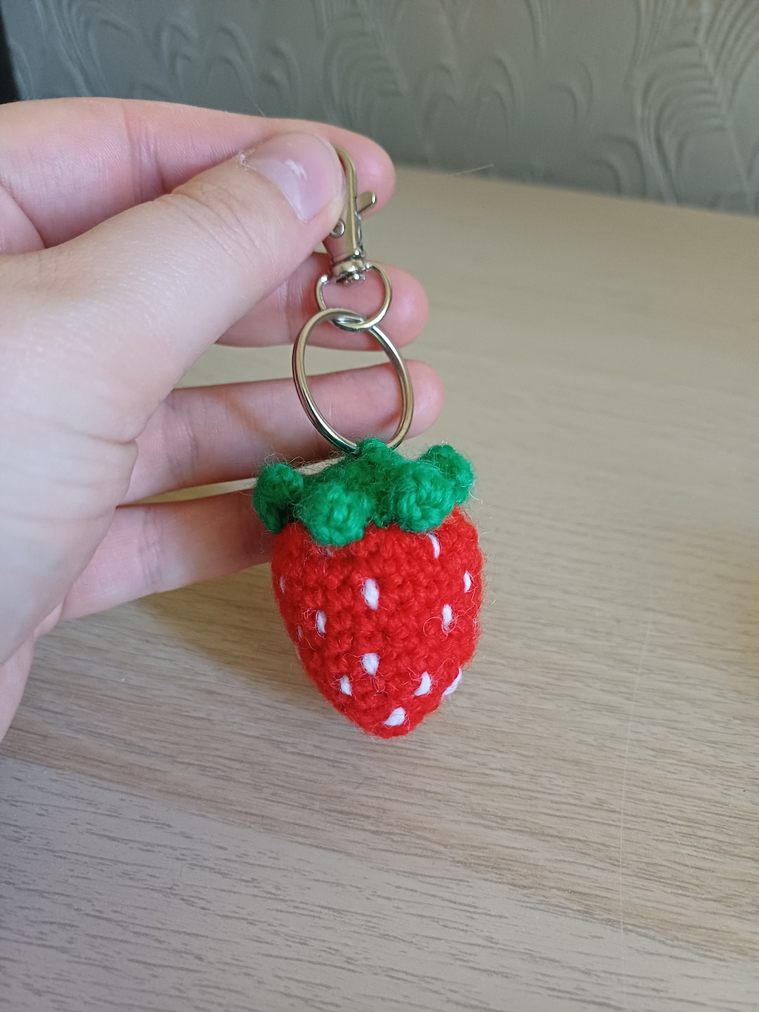 Handmade Cute Crochet Strawberry Keyring - Etsy