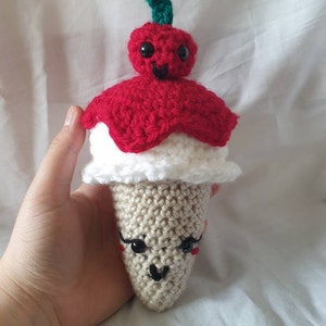 Handmade Cute Crochet Vanilla Ice Cream With Chocolate or Stawberry ...