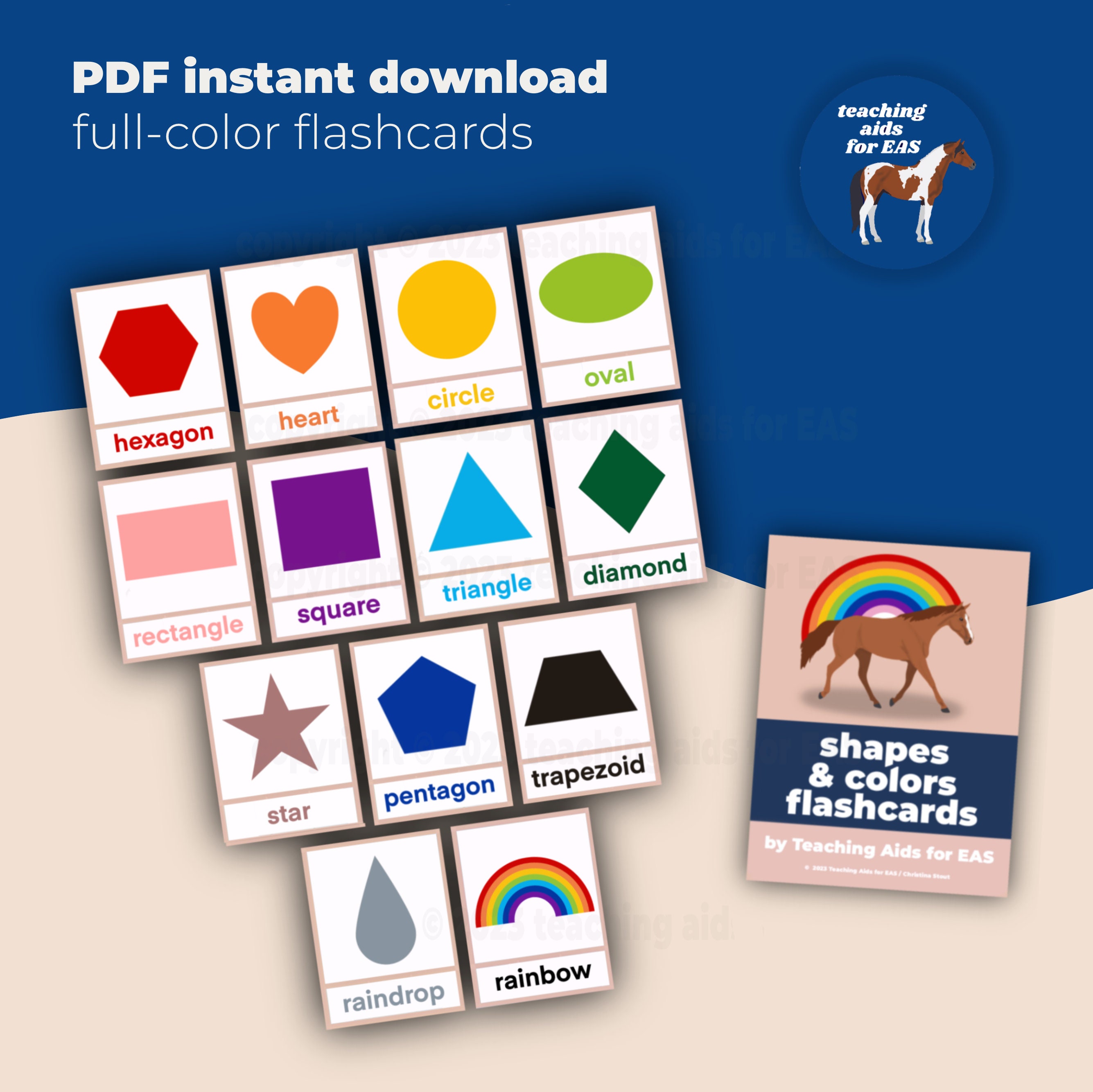 Shapes & Colors Flashcards 13 Full-color Illustrated Flashcards A-Z ...