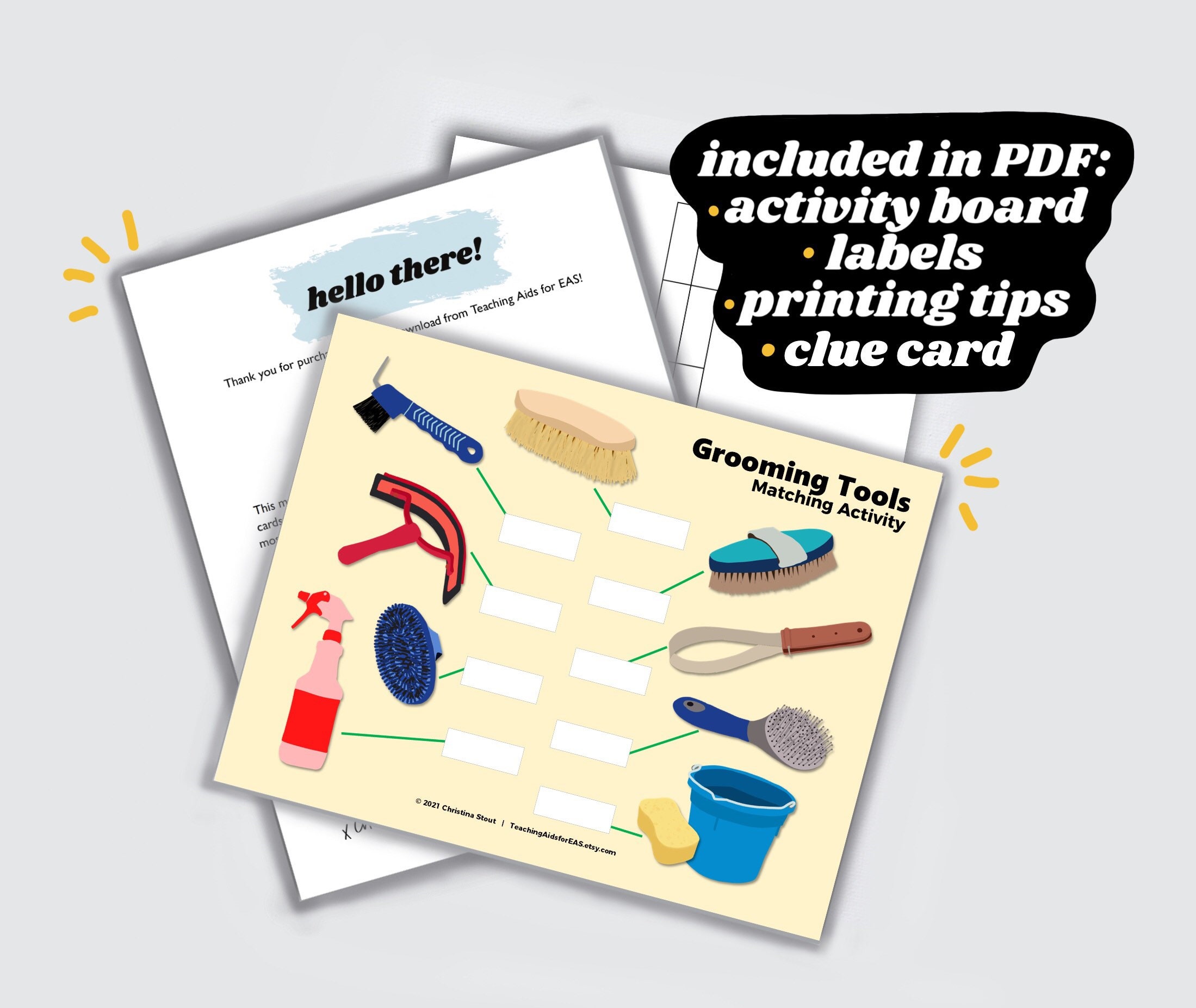 Grooming Tools Matching Game | Teaching Tools for Adaptive Riding ...