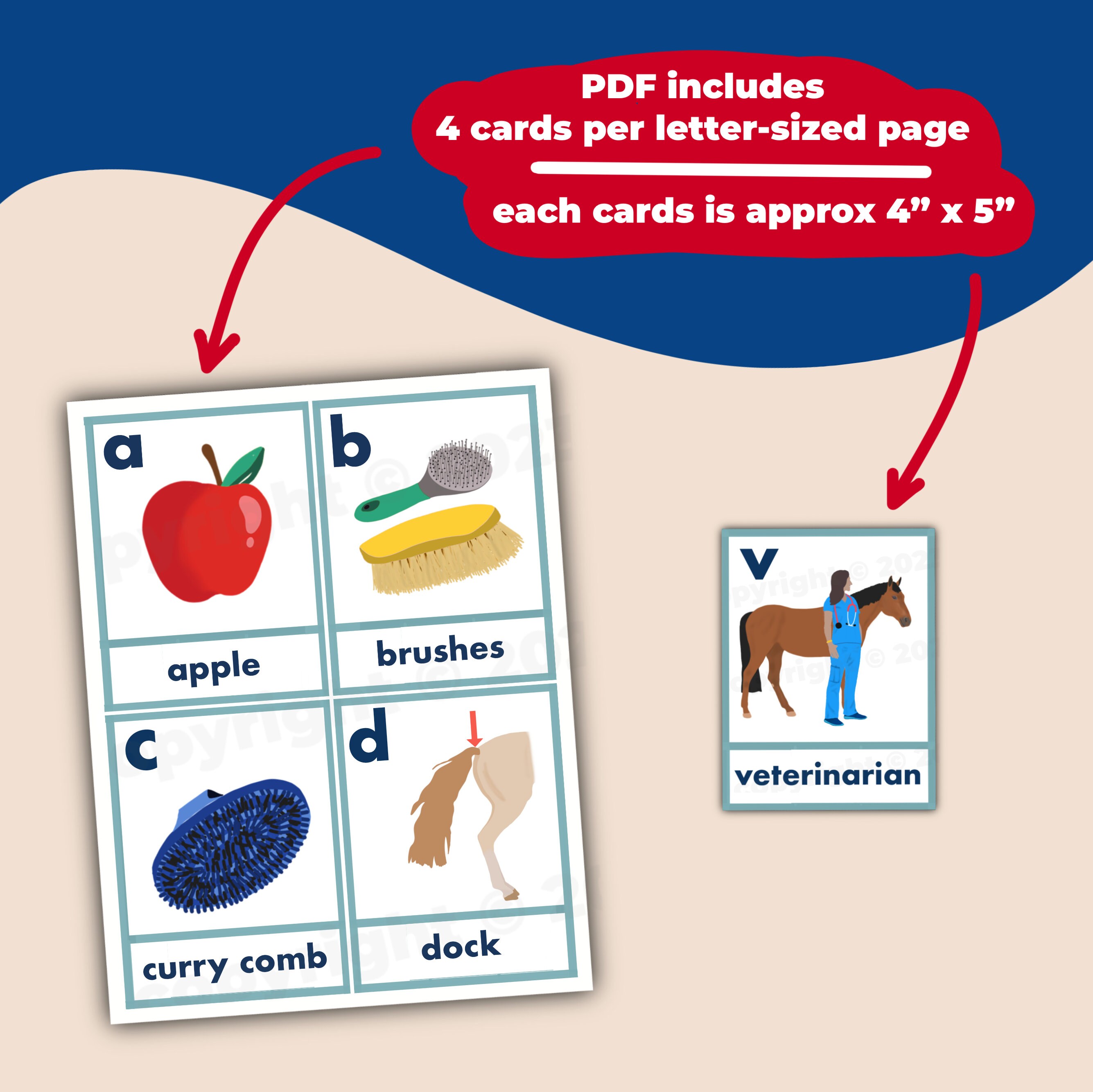 Alphabet Flashcards 26 Full-color Illustrated Flashcards A-Z Teaching ...