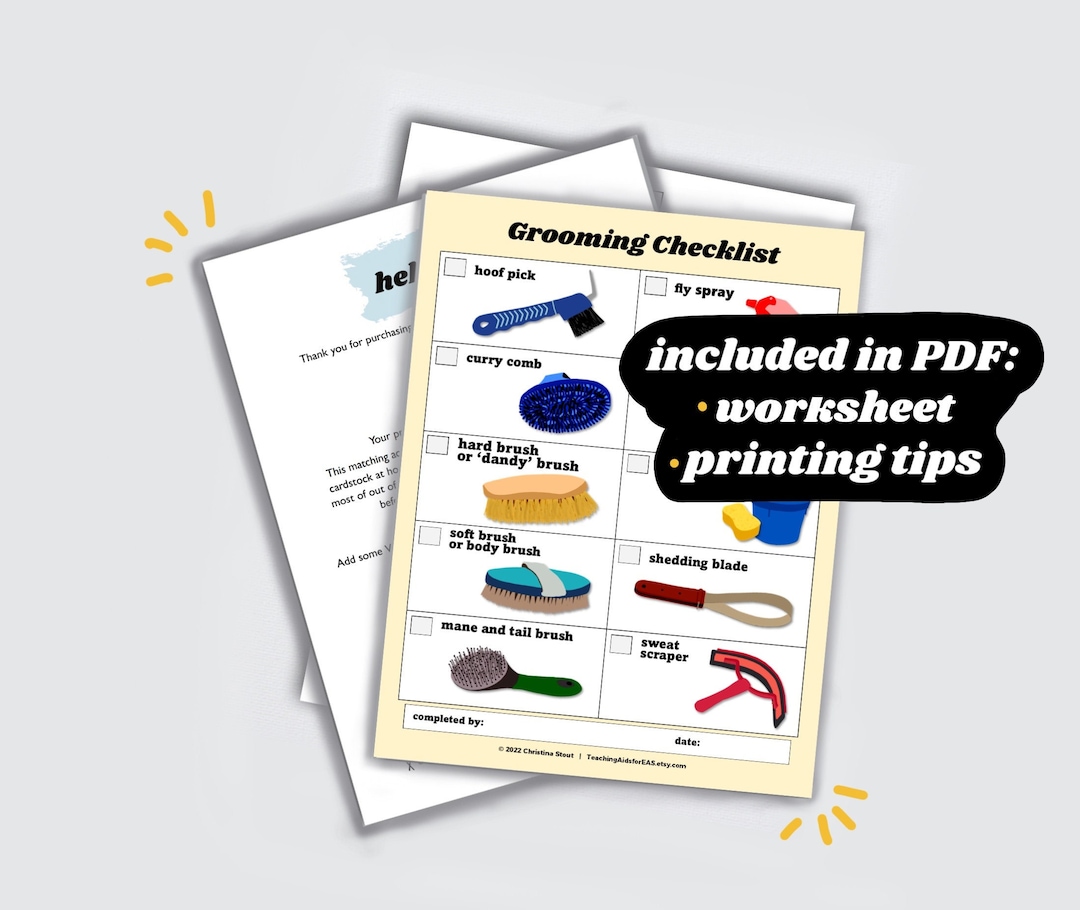 Horse Grooming Checklist | Printable Horsemanship Activities | Teaching ...