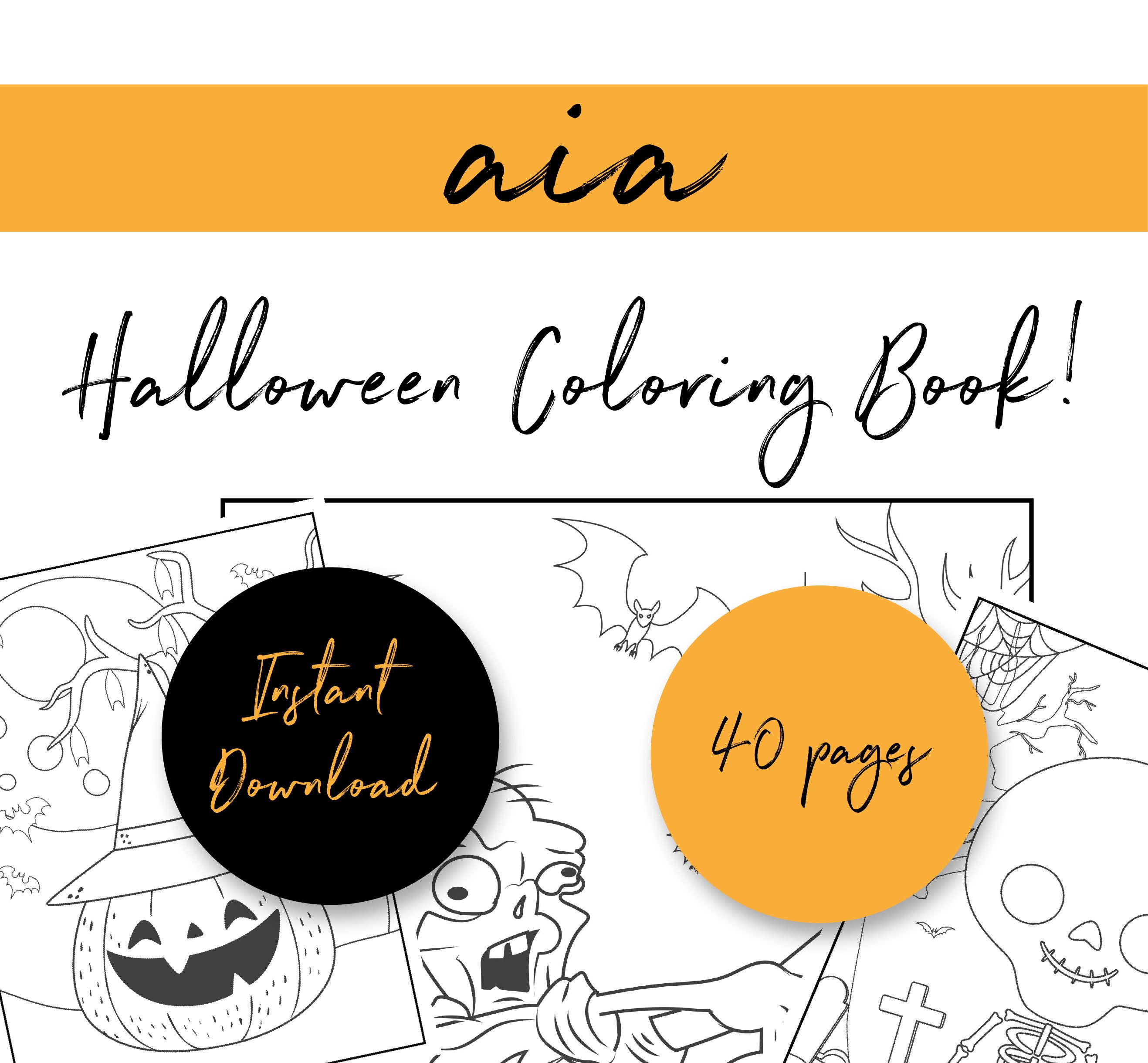 HALLOWEEN Coloring Book Pages! for Kids and Adults - Digital Download ...