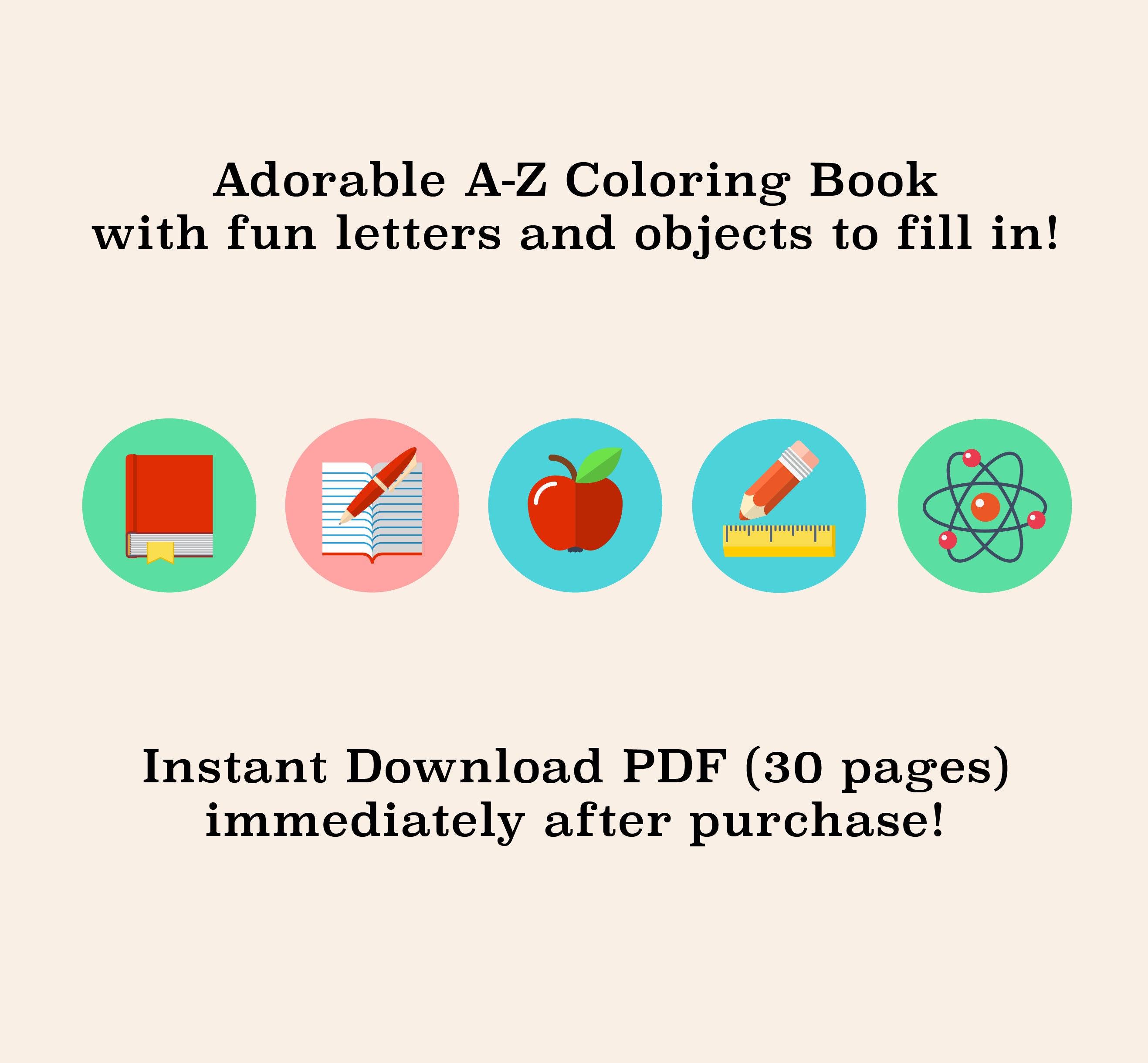 ALPHABET Coloring Book - Coloring Book for Kids - A-Z Coloring Book - A ...