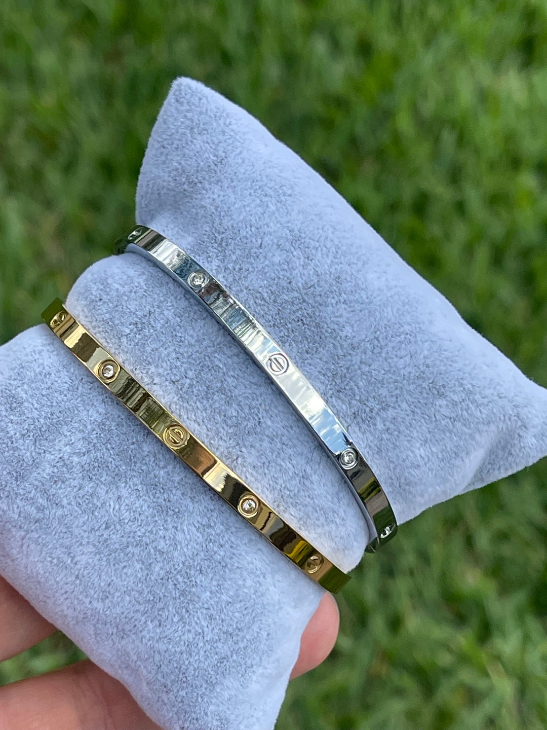 Rhinestone Paved Oval Cuff Latch Bangle Bracelet stainless Steel Gold ...