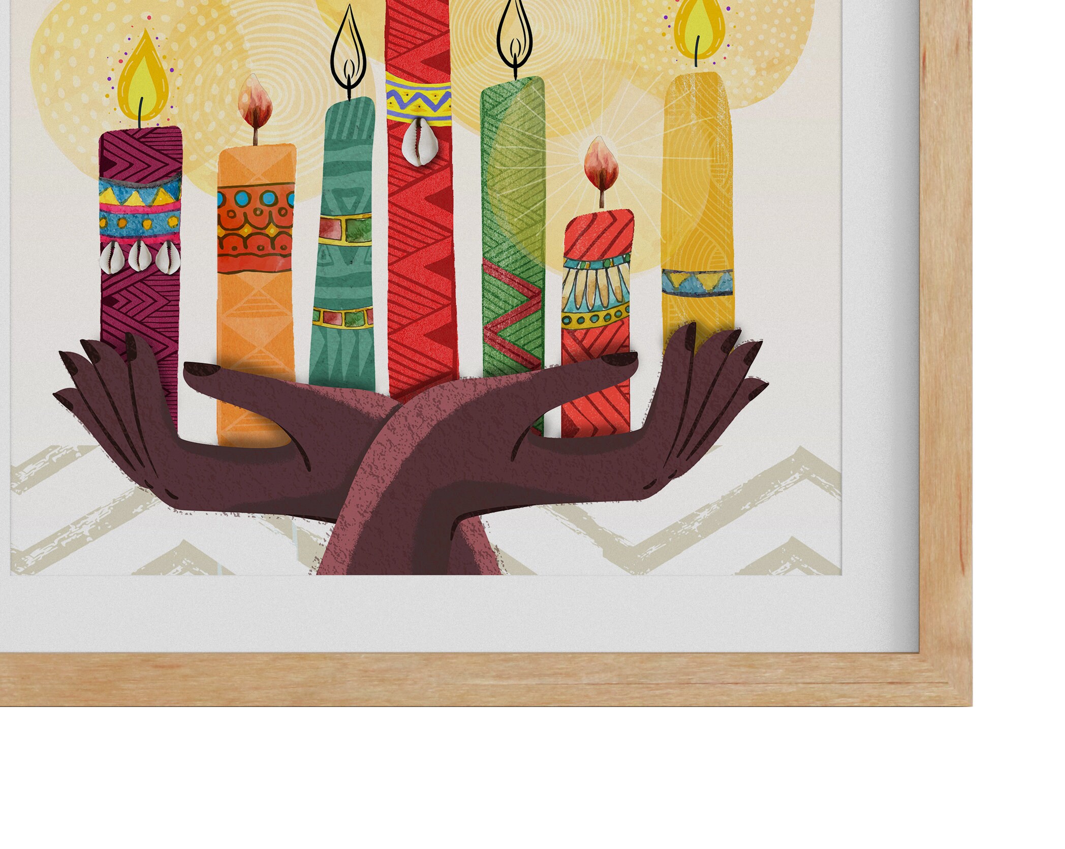 Kwanzaa Kinara Wall Art Printable Illustration, 7 Principles of Kwanzaa ...